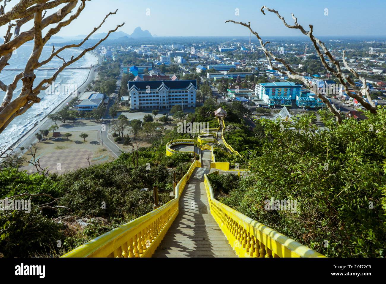 Yellow Stairs of the Stairs in Wat Khao Chong Krachok Temple, Thailand ...