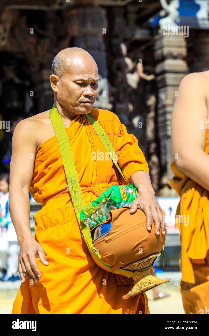 One Man Monk in Yellow Dress in the Wooden Sanctuary of Truth in ...