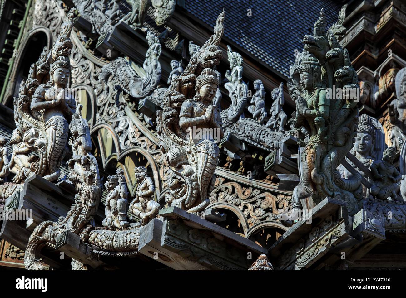 Wooden Curved Statues and Details of the Roof in the Sanctuary of Truth ...