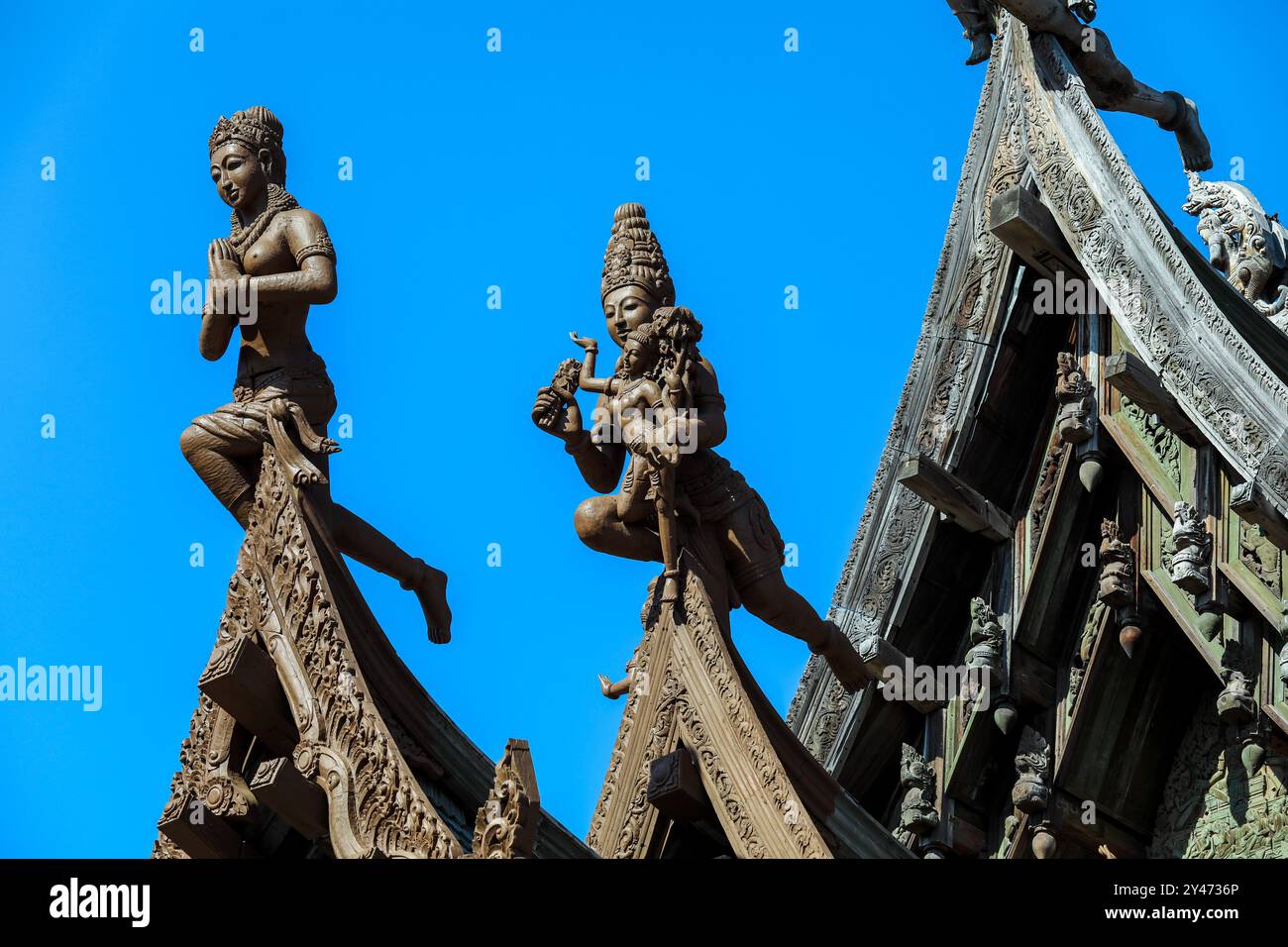 Wooden Curved Statues and Details of the Roof in the Sanctuary of Truth ...