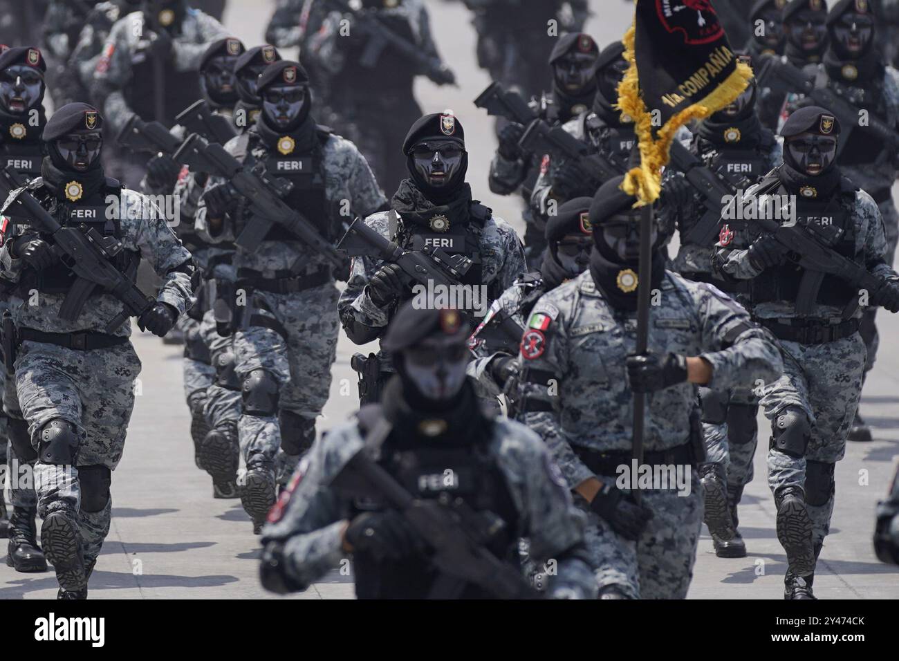 Mexican National Guards march in the Independence Day military parade ...