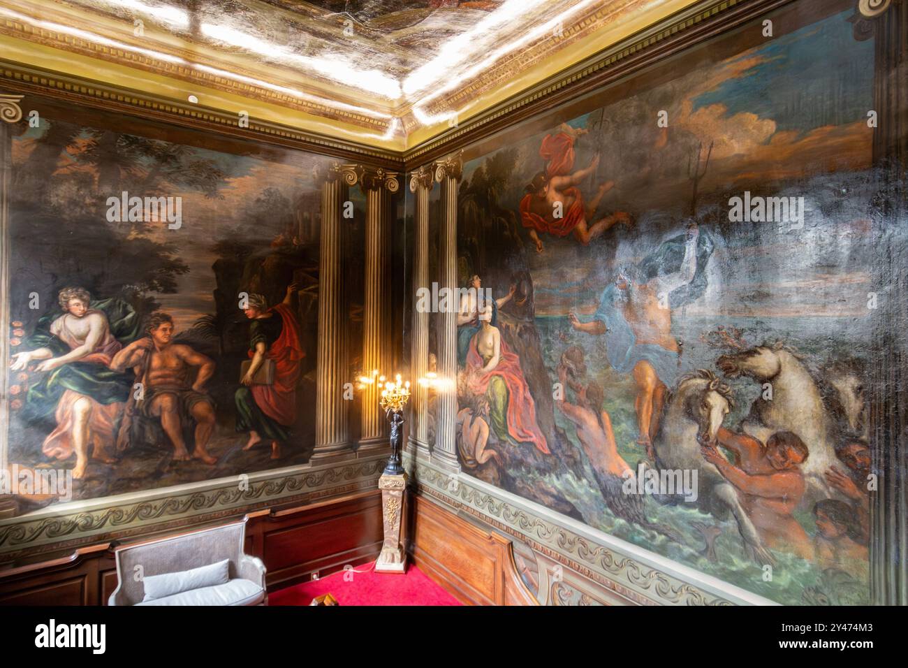 Laguerre murals at Fetcham Park House in Surrey, England, UK. Large ...