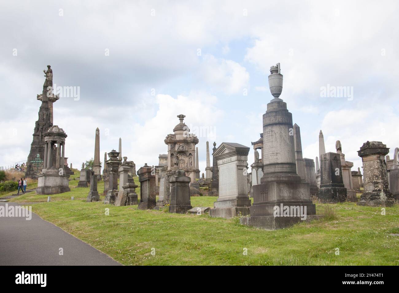 The Glasgow Necropolis at Cathedral Square in Glasgow, Scotland in the ...