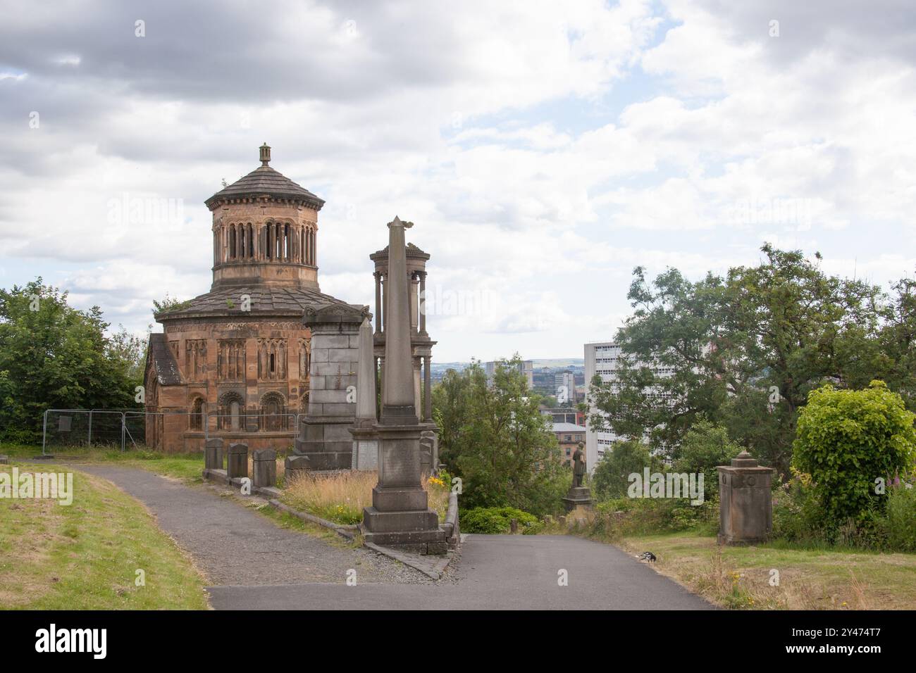 The Glasgow Necropolis at Cathedral Square in Glasgow, Scotland in the ...