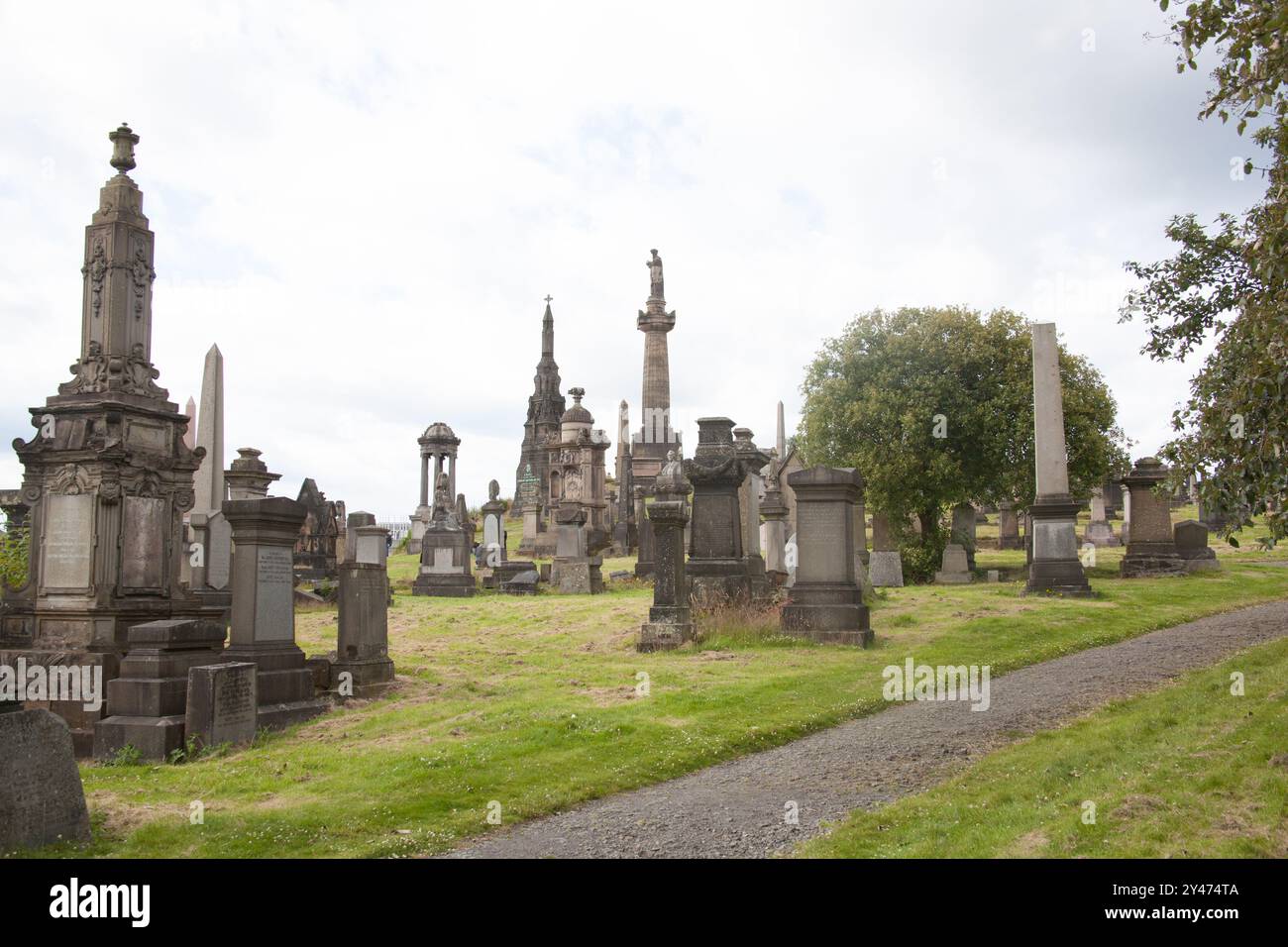 The Glasgow Necropolis at Cathedral Square in Glasgow, Scotland in the ...