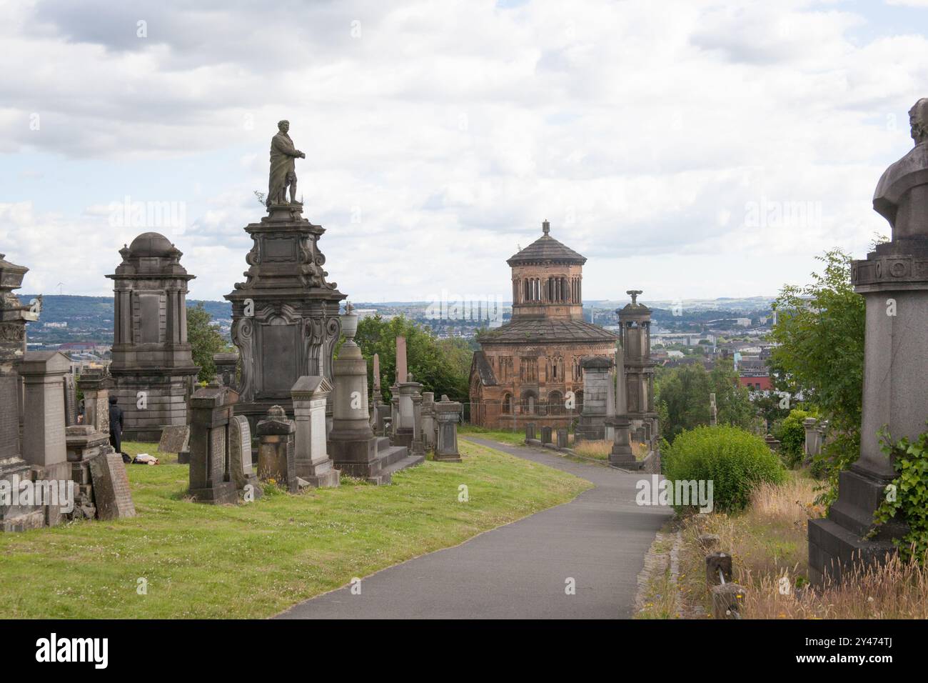 The Glasgow Necropolis at Cathedral Square in Glasgow, Scotland in the ...
