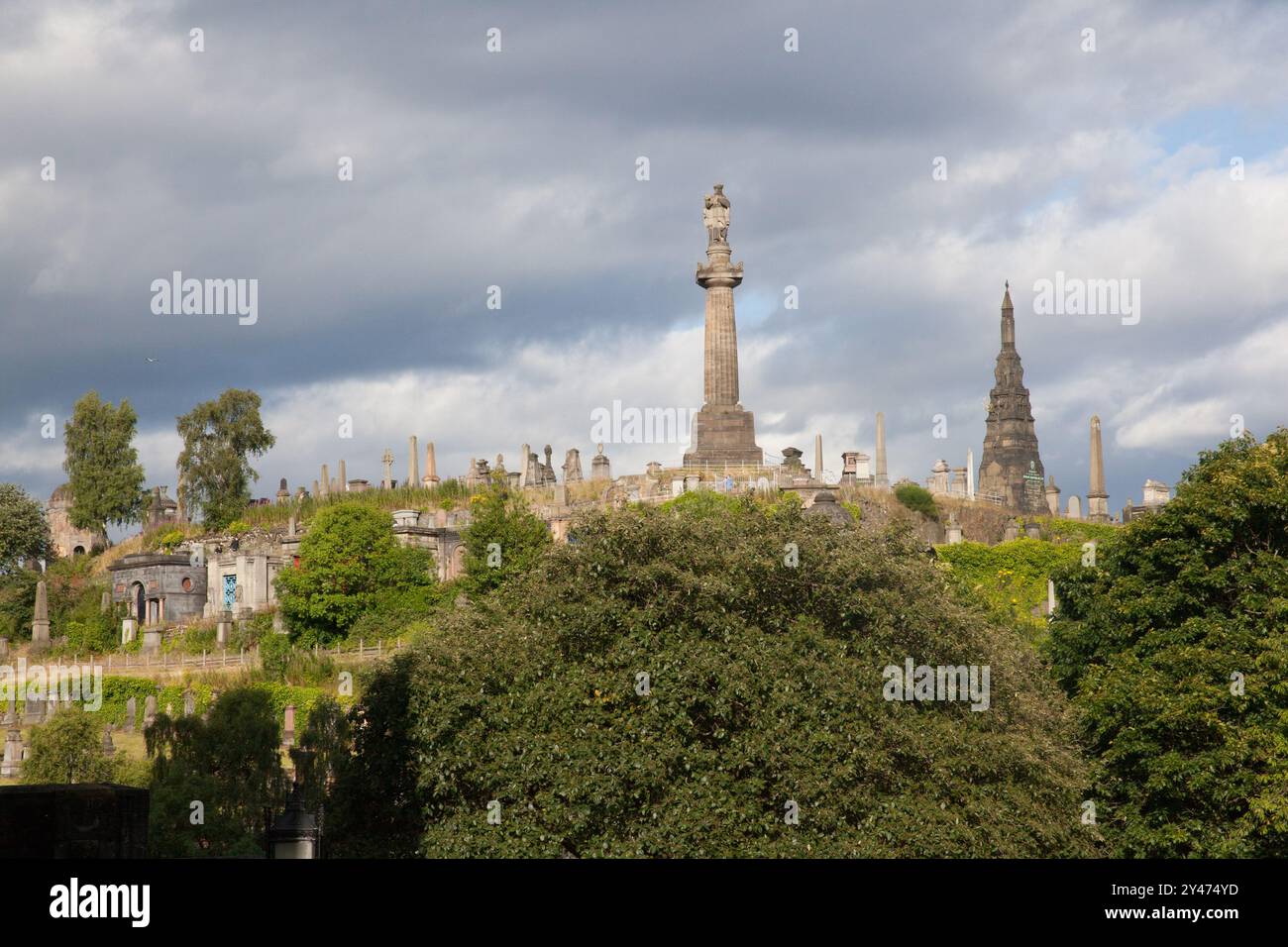 The Glasgow Necropolis at Cathedral Square in Glasgow, Scotland in the ...