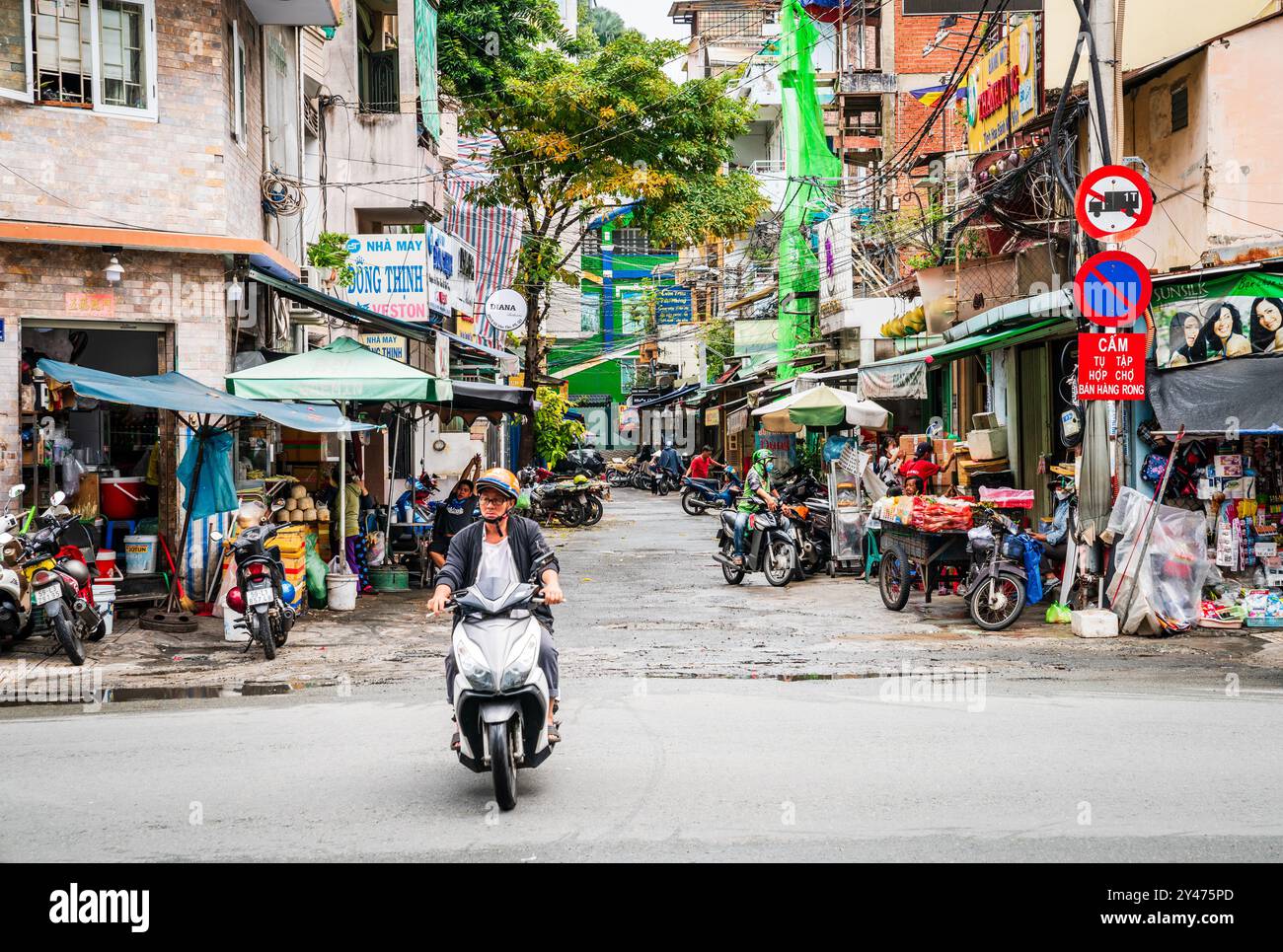 Ho Chi Minh City, November 24, 2022: A street scene in residential ...