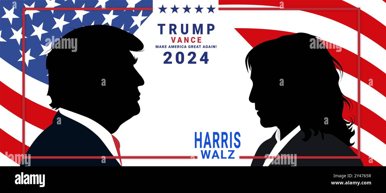 Character Illustration of Kamala Harris facing off against Donald Trump ...