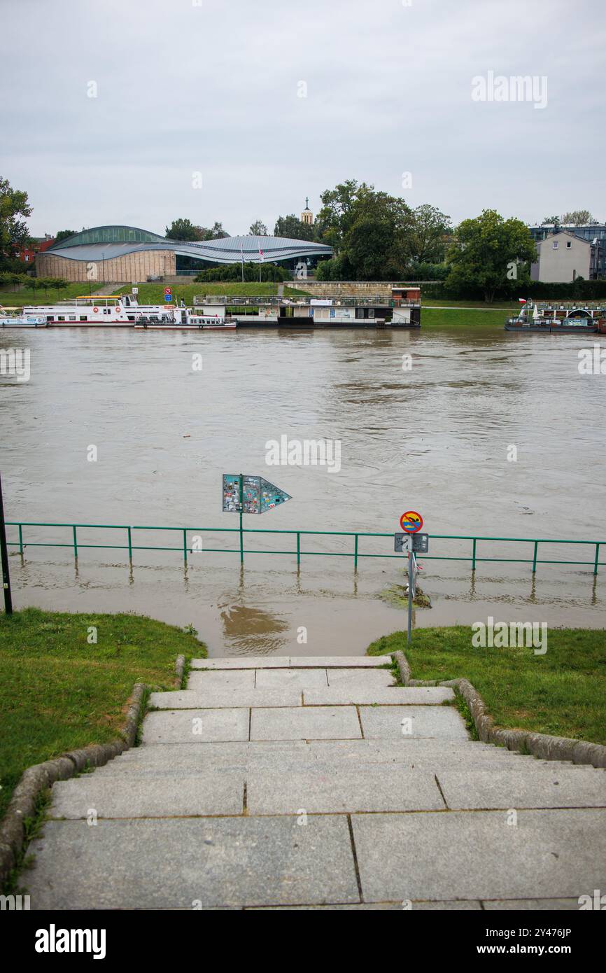 Krakow, Poland - September 16, 2024: Flooding in Krakow. The Vistula ...