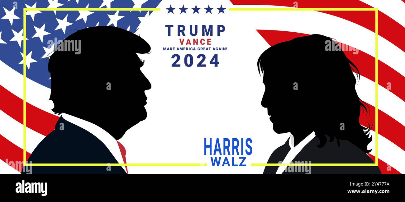 Character Illustration of Kamala Harris facing off against Donald Trump ...