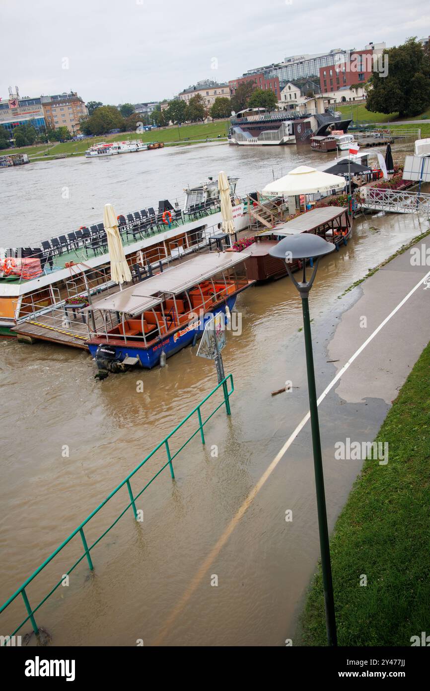Krakow, Poland - September 16, 2024: Flooding in Krakow. The Vistula ...