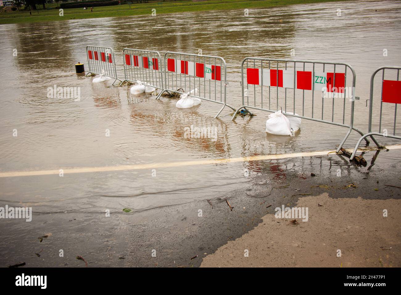 Krakow, Poland - September 16, 2024: Flooding in Krakow. The Vistula ...