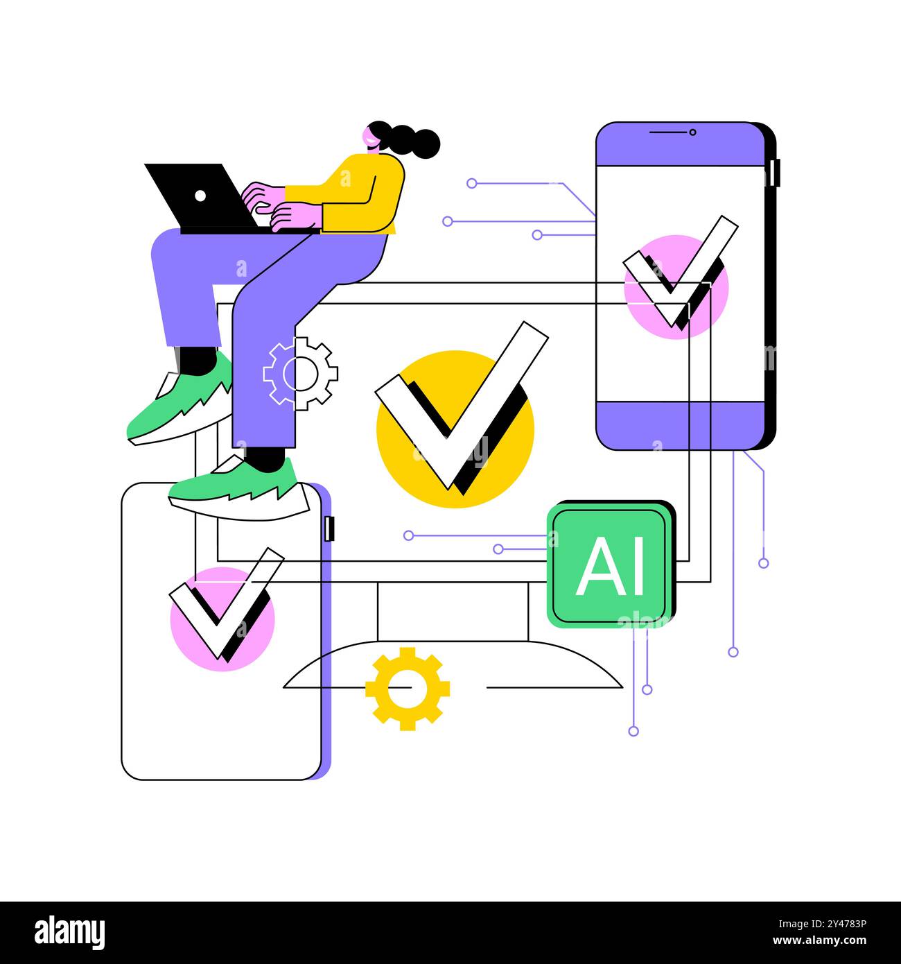 AI-Ensured Multi-Channel Customer Engagement abstract concept vector ...