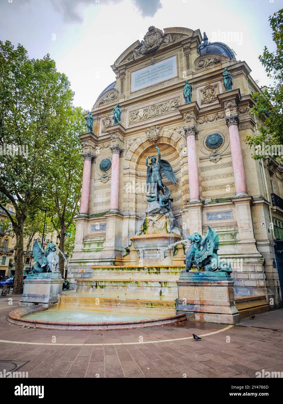Fontaine Saint-Michel in Paris, France. Monumental fountain located in ...