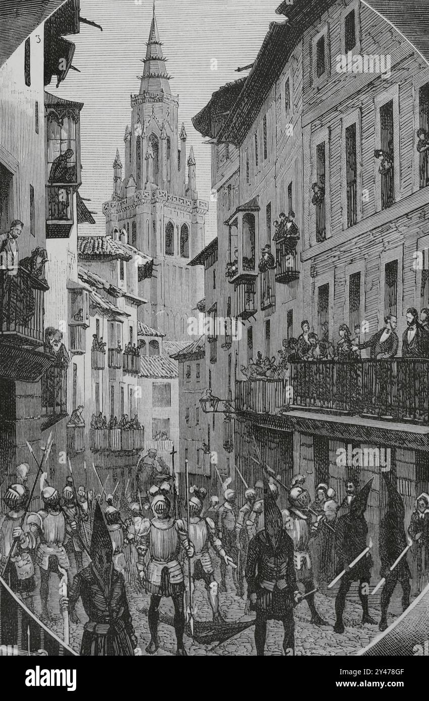 Spanish church devotion engraving hi-res stock photography and images ...