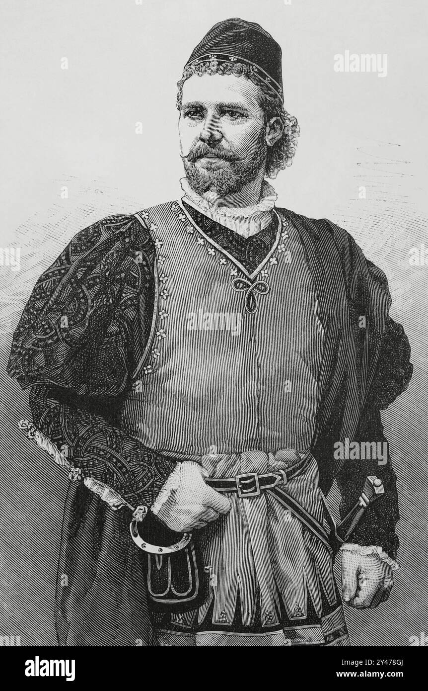 Julián Gayarre (1844-1890). Spanish opera singer. Portrait. Engraving ...