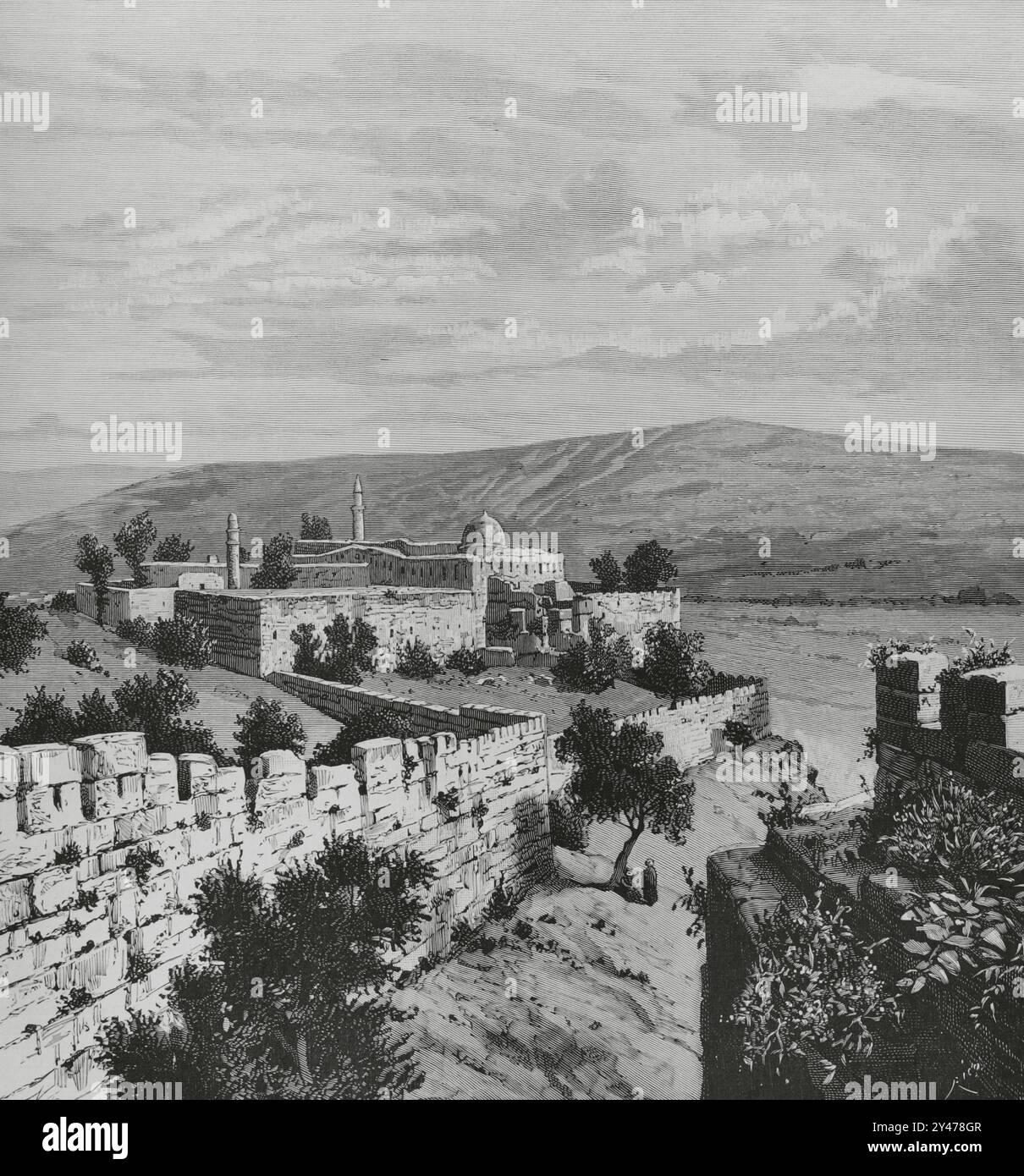 Jerusalem, Israel. Walls of the Temple of the Presentation. Engraving ...