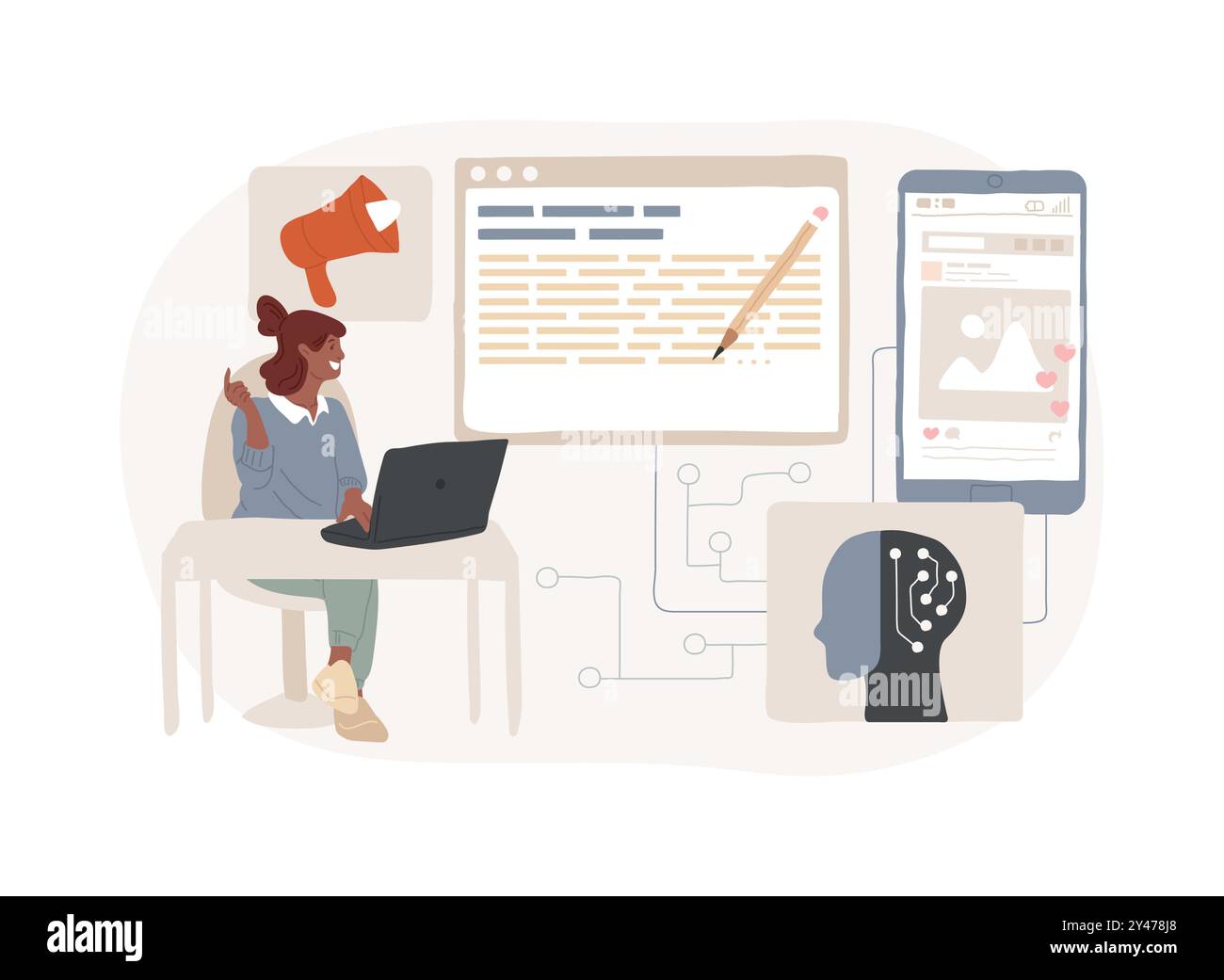 AI-Generated Marketing Content Assistance abstract concept vector ...