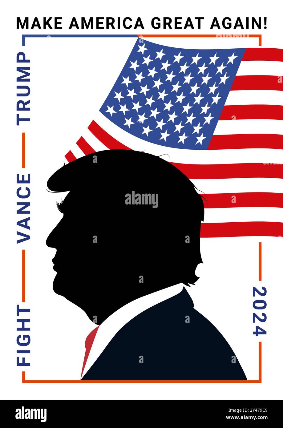 A poster with a silhouette of Donald Trump and the text of his election ...