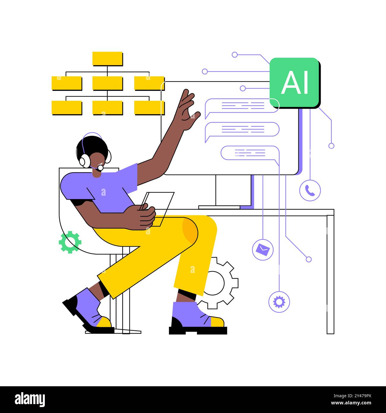 AI-Optimized Call Center Operations abstract concept vector ...