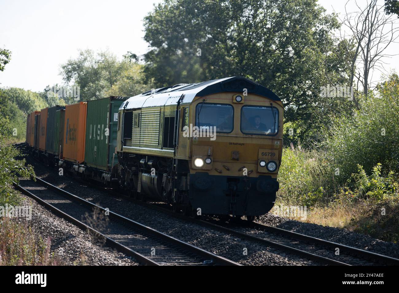 GBRf class 66 diesel locomotive No. 66739 "Bluebell Railway" pulling a ...