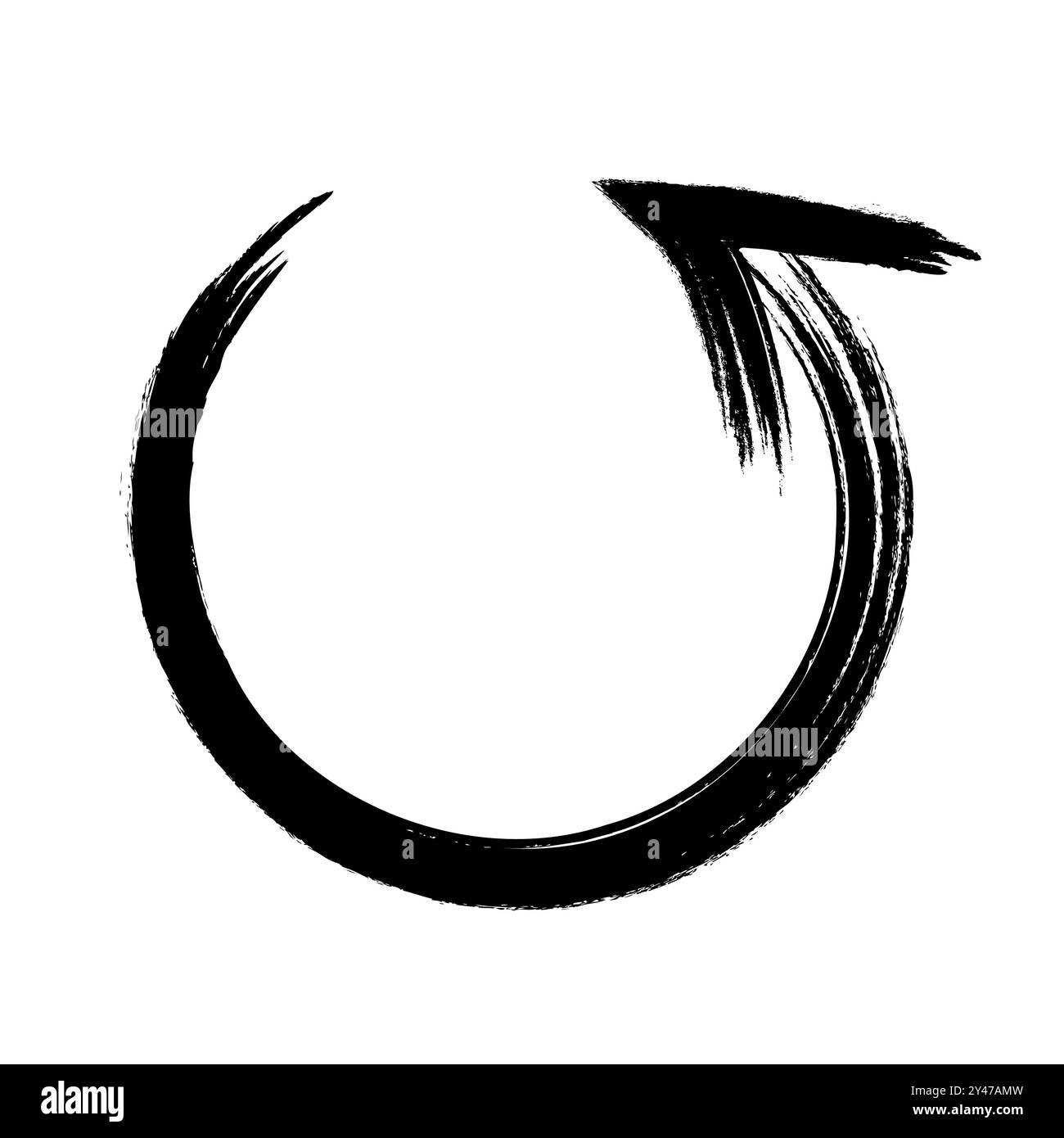 Hand drawn black grunge loop or turnaround recycle arrow, bold brush ...