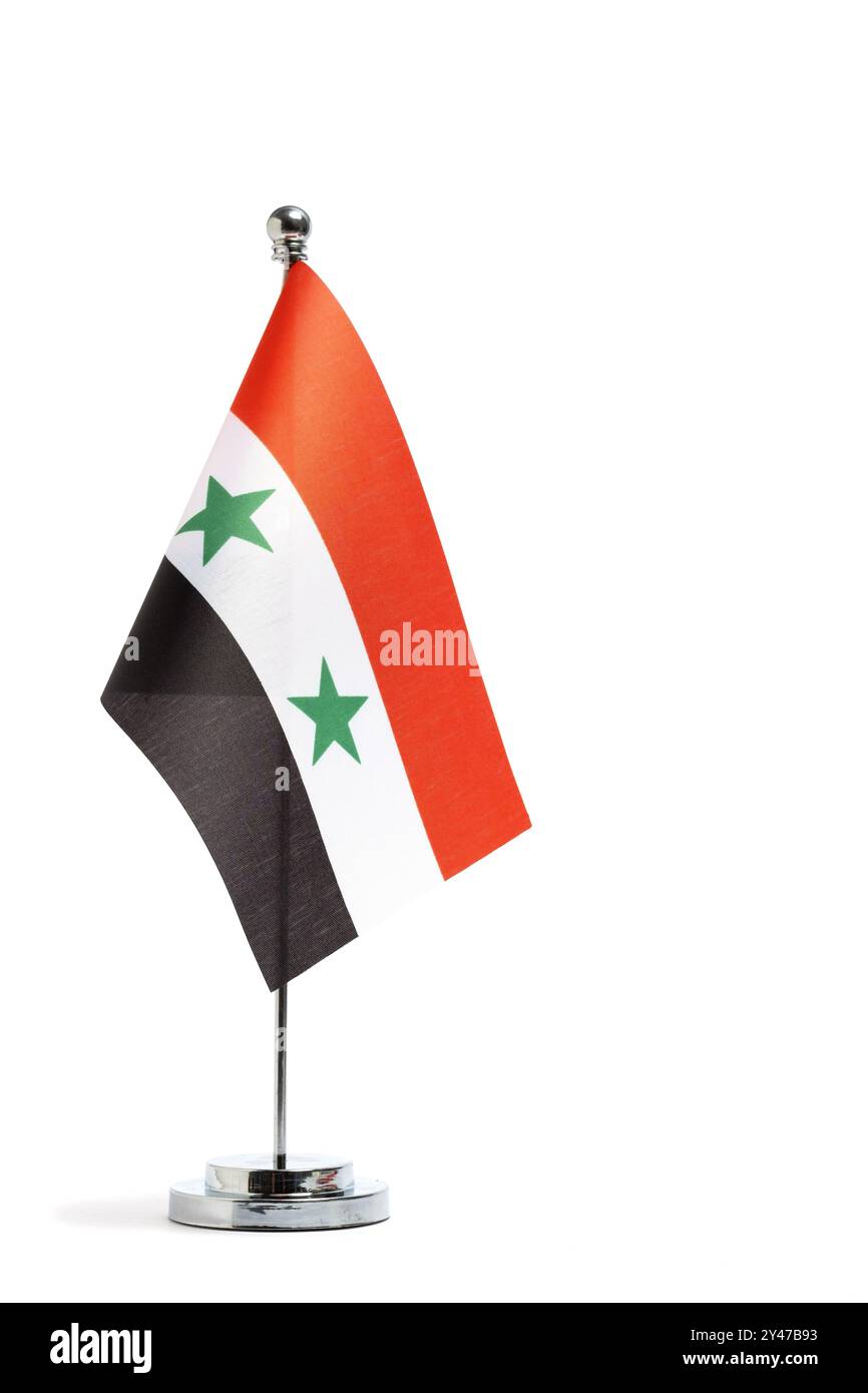 Syria table flag isolated on white background Stock Photo - Alamy