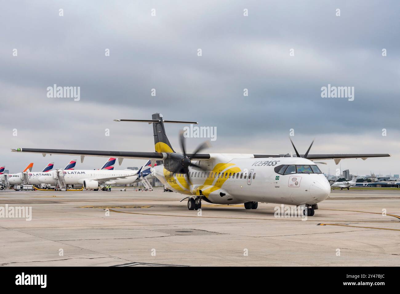 Voepass airline plane on the runway at Congonhas Airport. City of São ...
