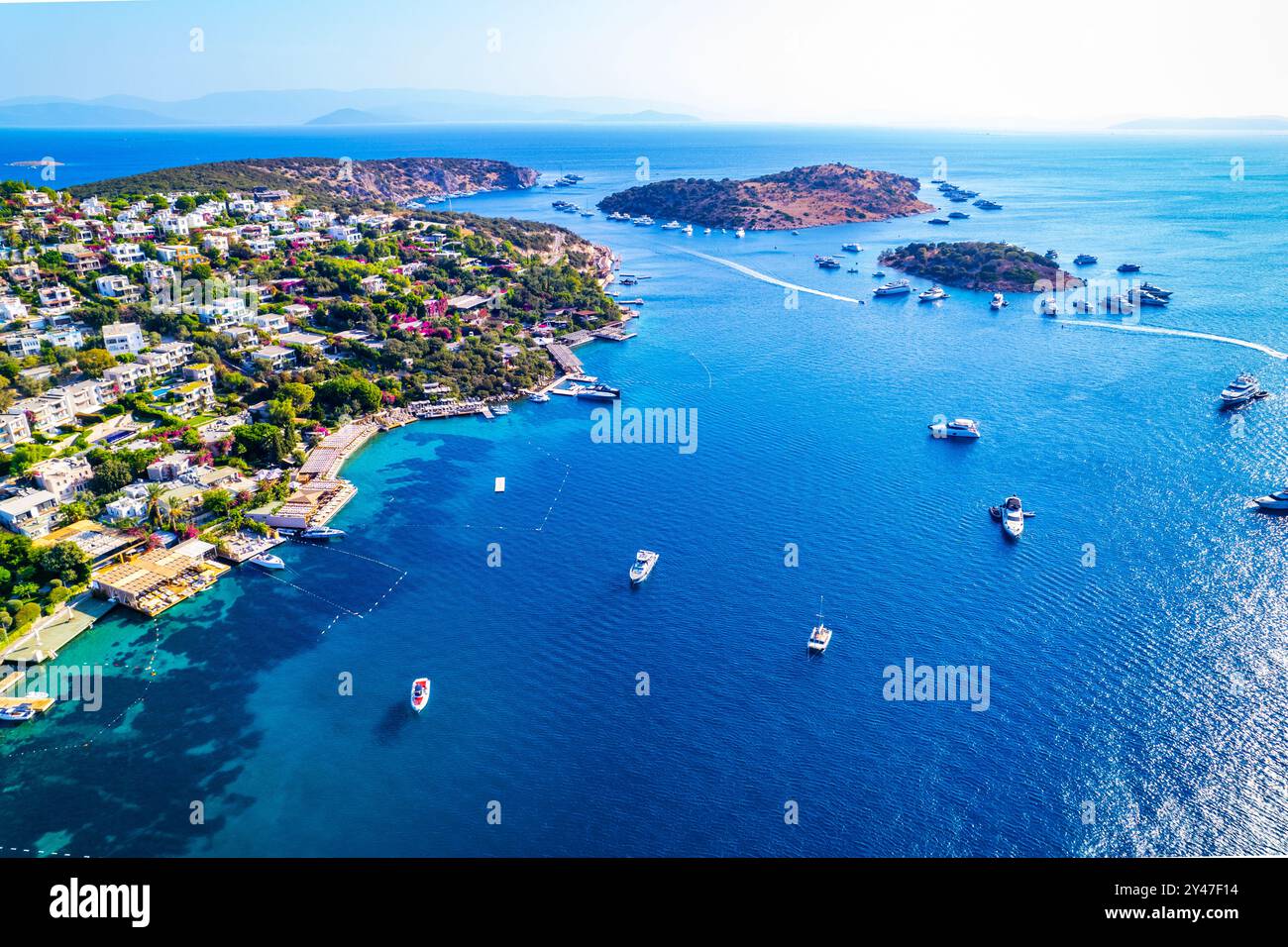 Turkbuku Bay of Bodrum. Mugla, Turkey. Aerial panoramic view of ...
