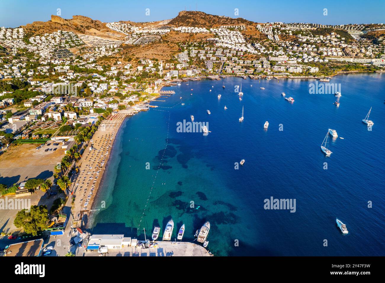 Gundogan Bay of Bodrum. Mugla, Turkey. Aerial panoramic view of ...