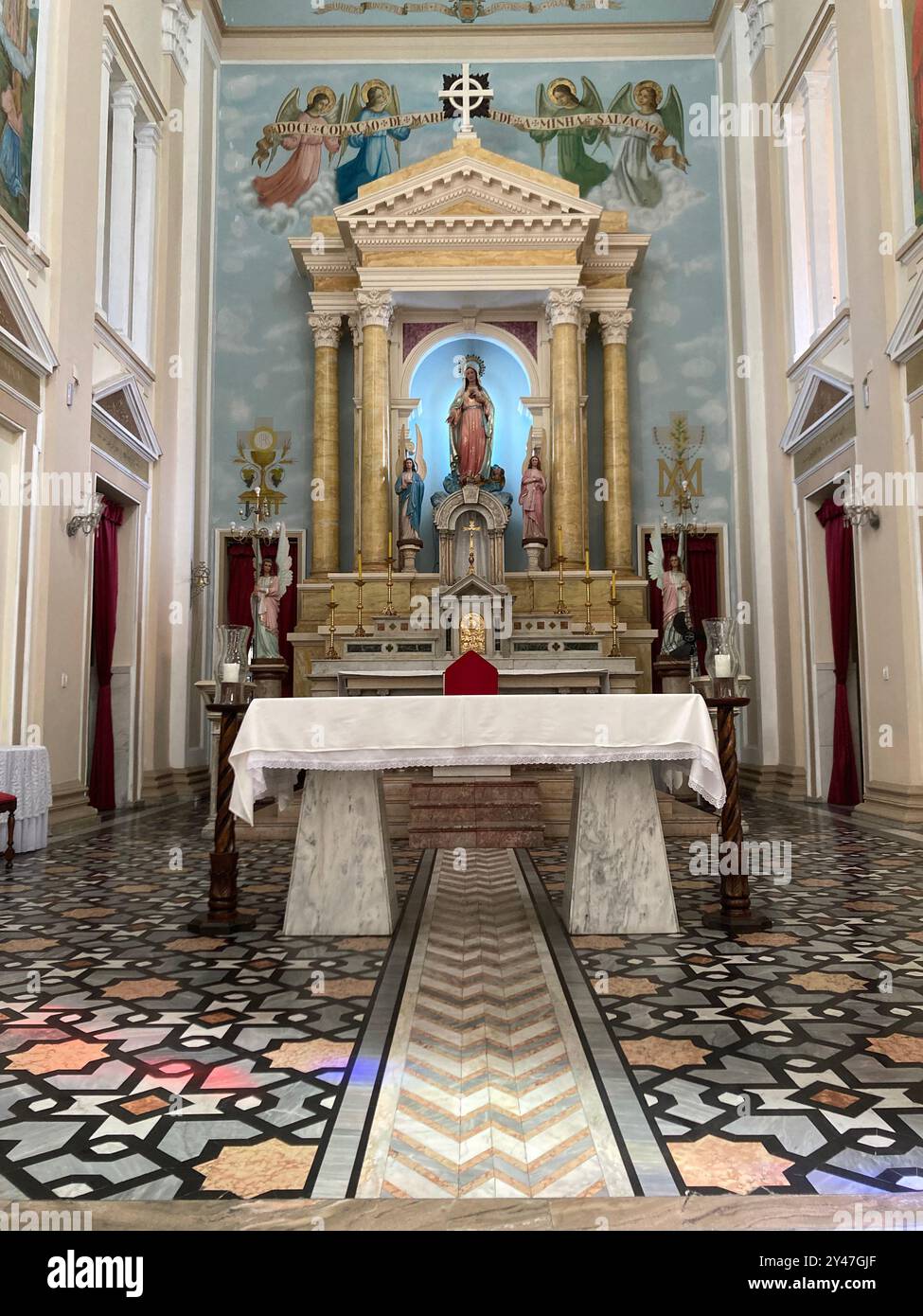 City of Santos, Brazil. Immaculate Heart of Mary Parish. Altar of the ...