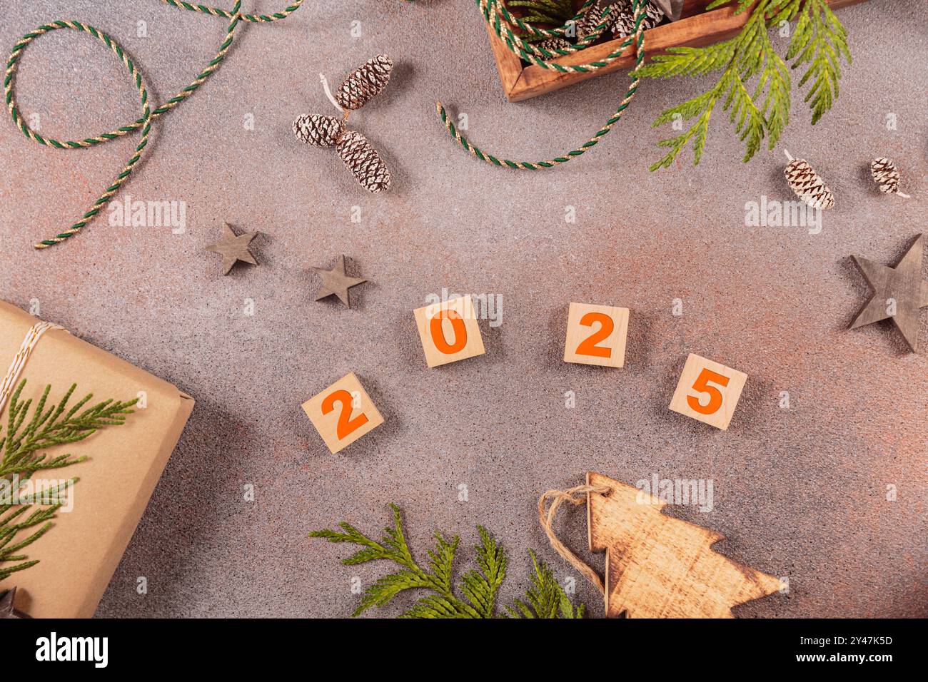 Handmade gift box, wooden box with Christmas decor and numbers 2025 ...