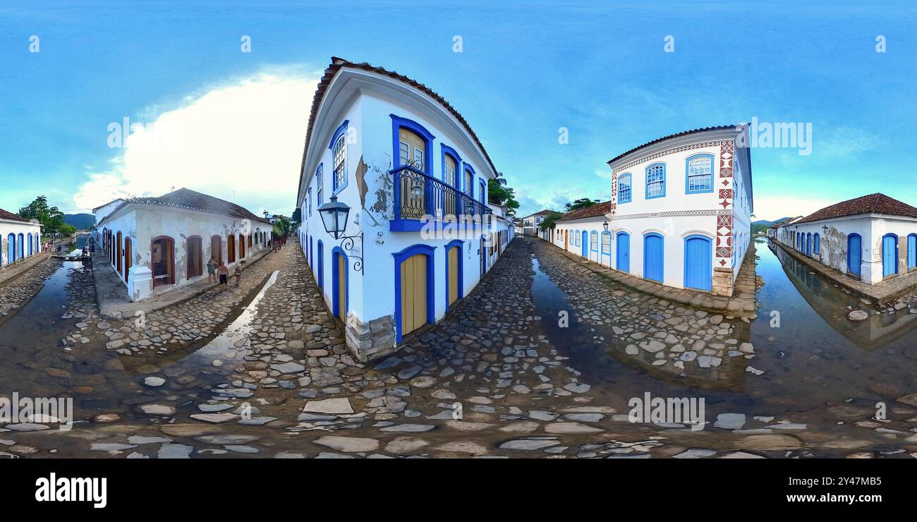 Paraty, Brazil. 360-degree panorama of the historic colonial district ...