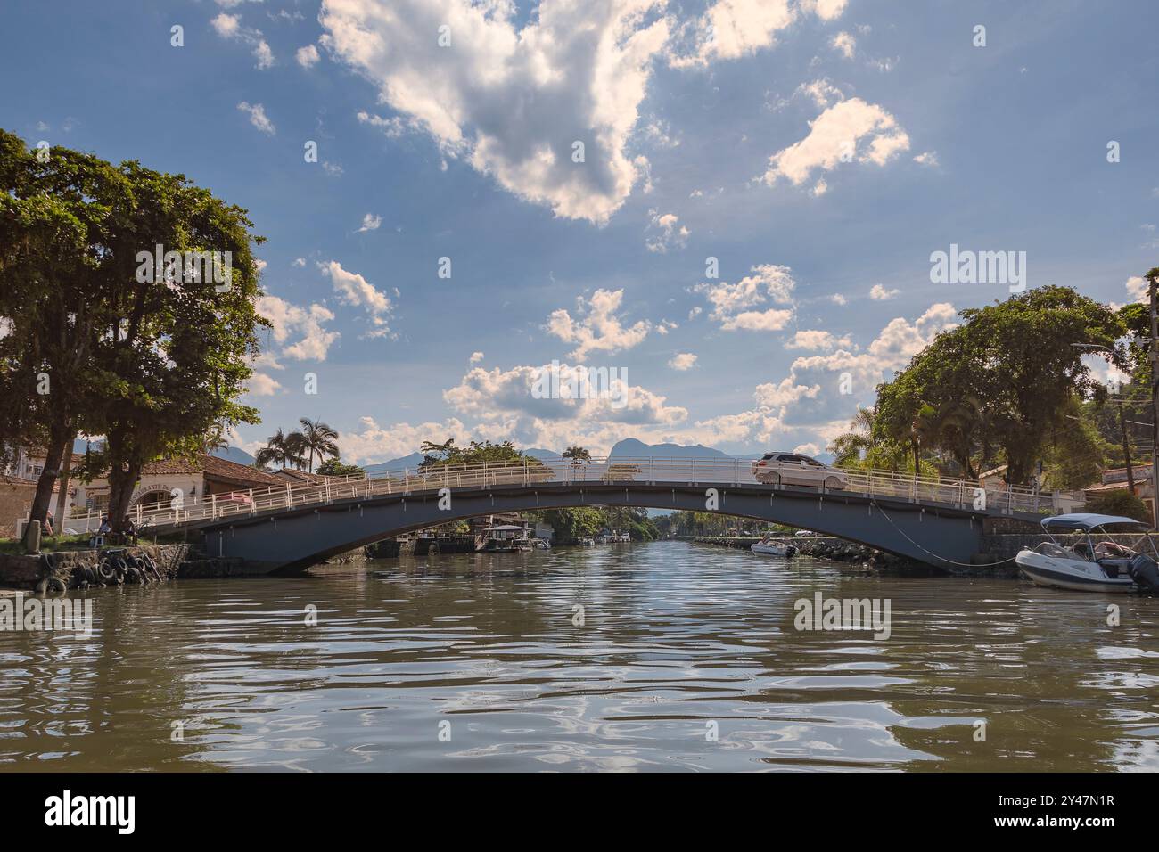 Paraty, Rio de Janeiro, Brazil. Perequê Açú river and Pontal bridge in ...