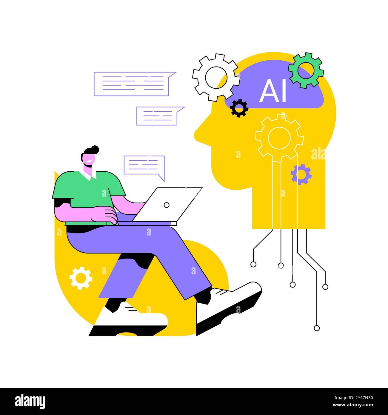 Ai Enhanced Chatbot Interactions Abstract Concept Vector Illustration