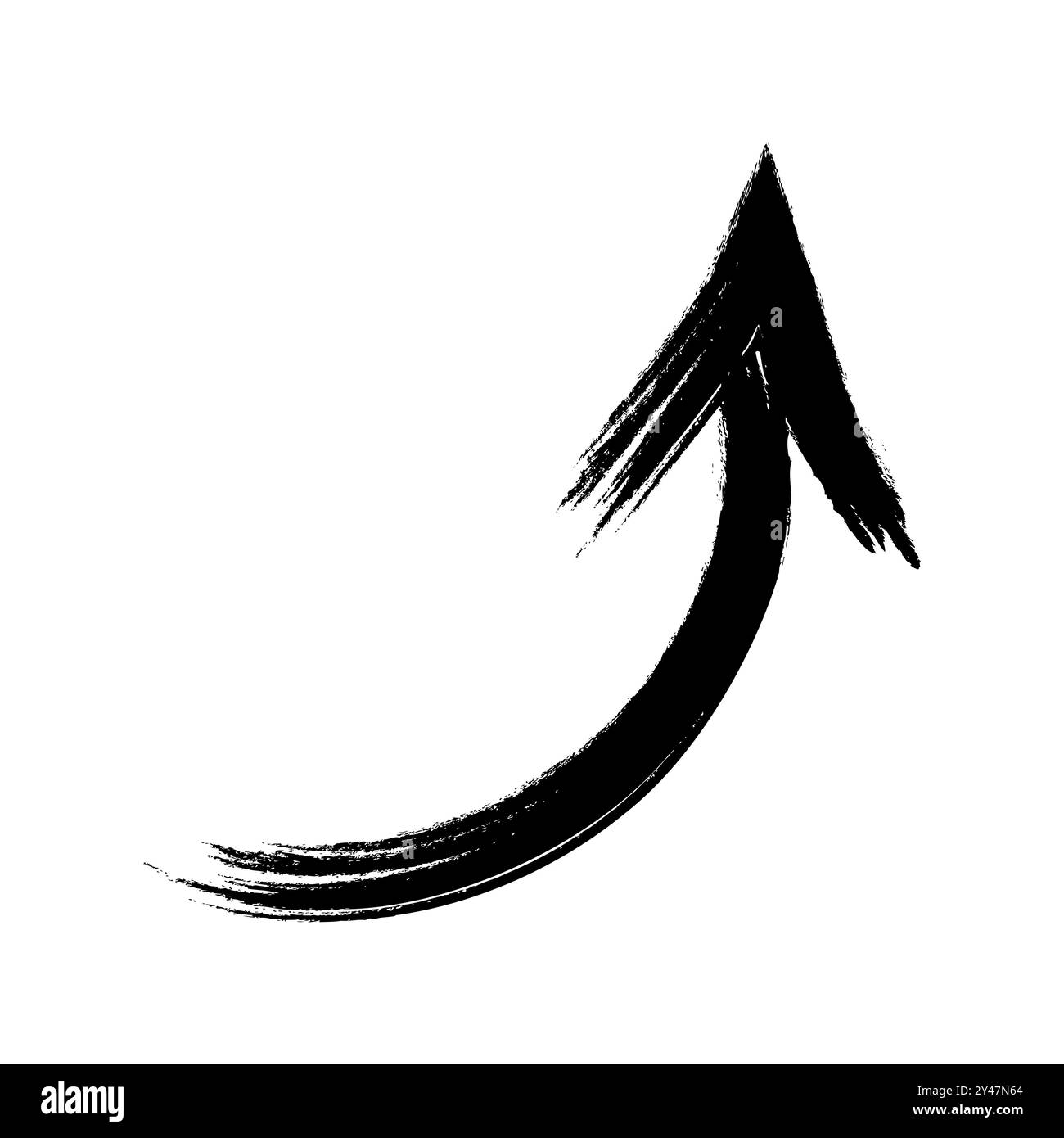 Hand drawn black grunge bent arrow pointing up, bold brush stroke Stock ...