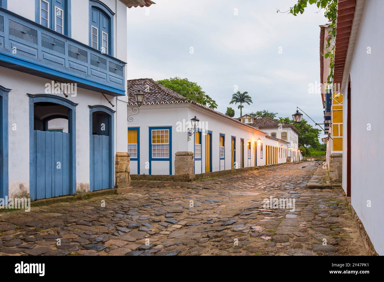 Paraty, Brazil. Doctor Samuel Costa street. Historic downtown. Colonial ...