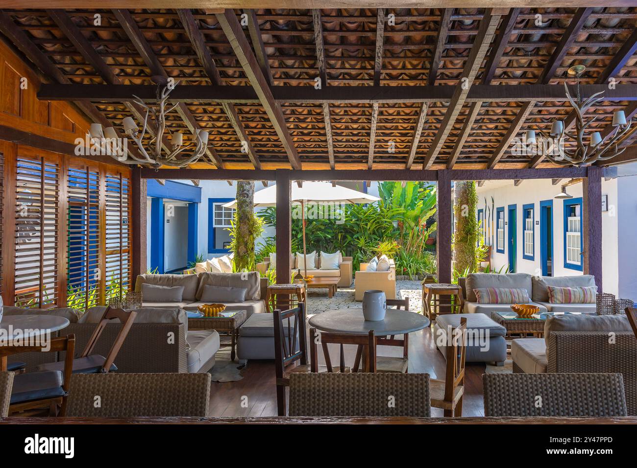 Pousada Porto Imperial Hotel. Paraty, Brazil. Colonial style. Bar and ...