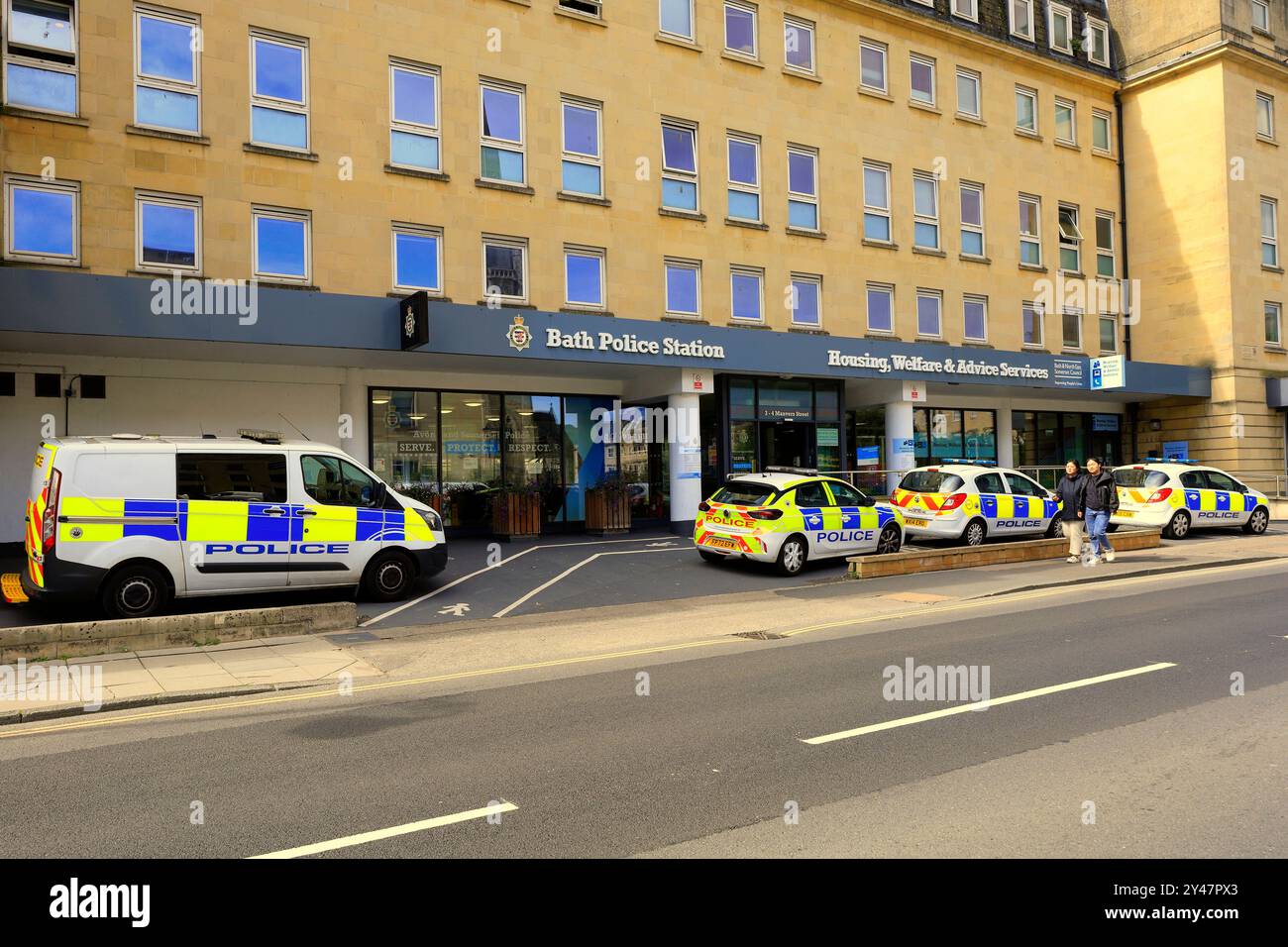 Bath Police Station and police cars, Bath, England, UK. Taken September ...