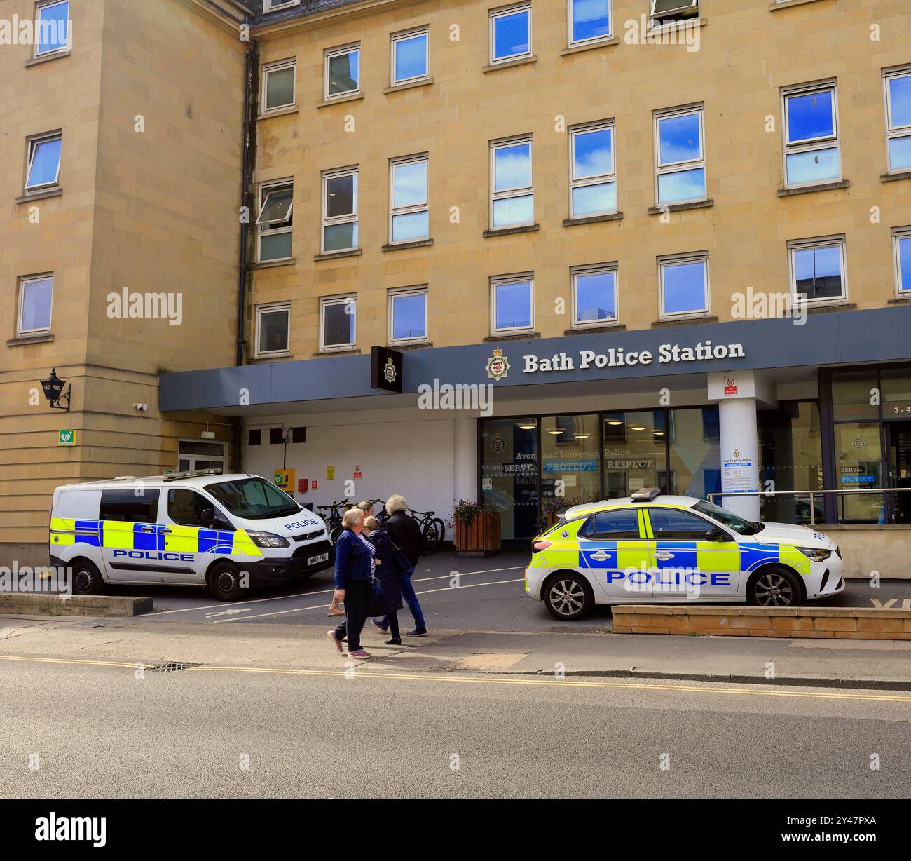 Bath Police Station and police cars, Bath, England, UK. Taken September ...