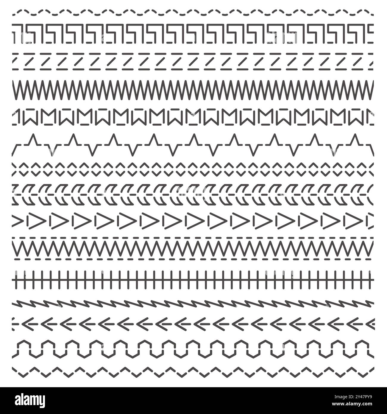 Horizontal seamless stitches. Embroidery border and seam pattern ...