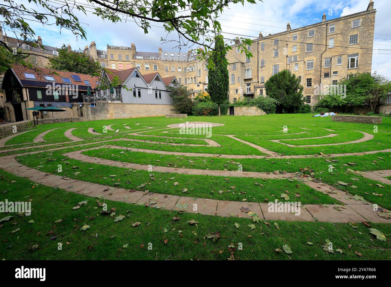Central mosaic rondel at the Beazer Garden Maze (labyrinth), Bath near ...