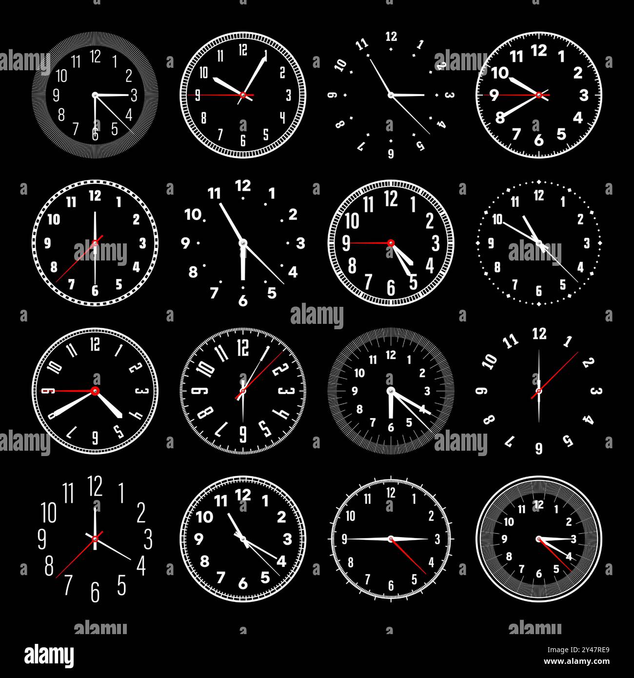 Mechanical clock faces with hands, bezel. Watch dial with minute, hour ...