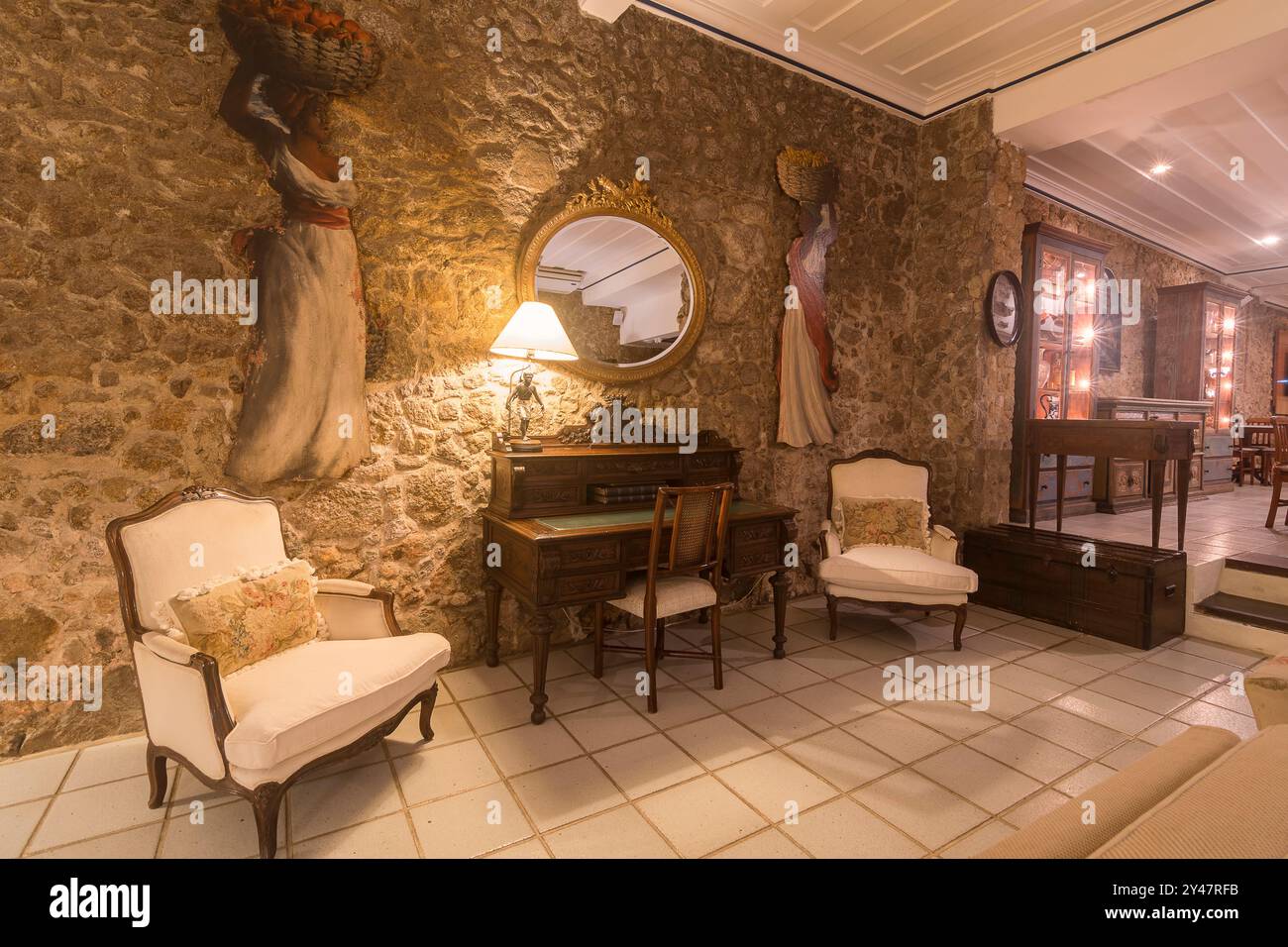 Paraty, Brazil. Porto Imperial. Old colonial period home room decorated ...