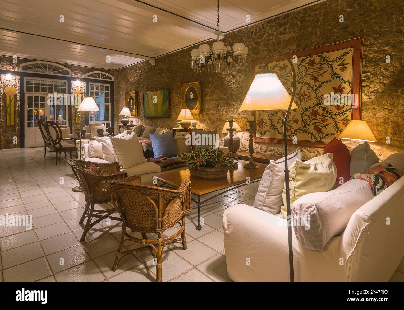 Paraty, Brazil. Porto Imperial. Old colonial period home room decorated ...