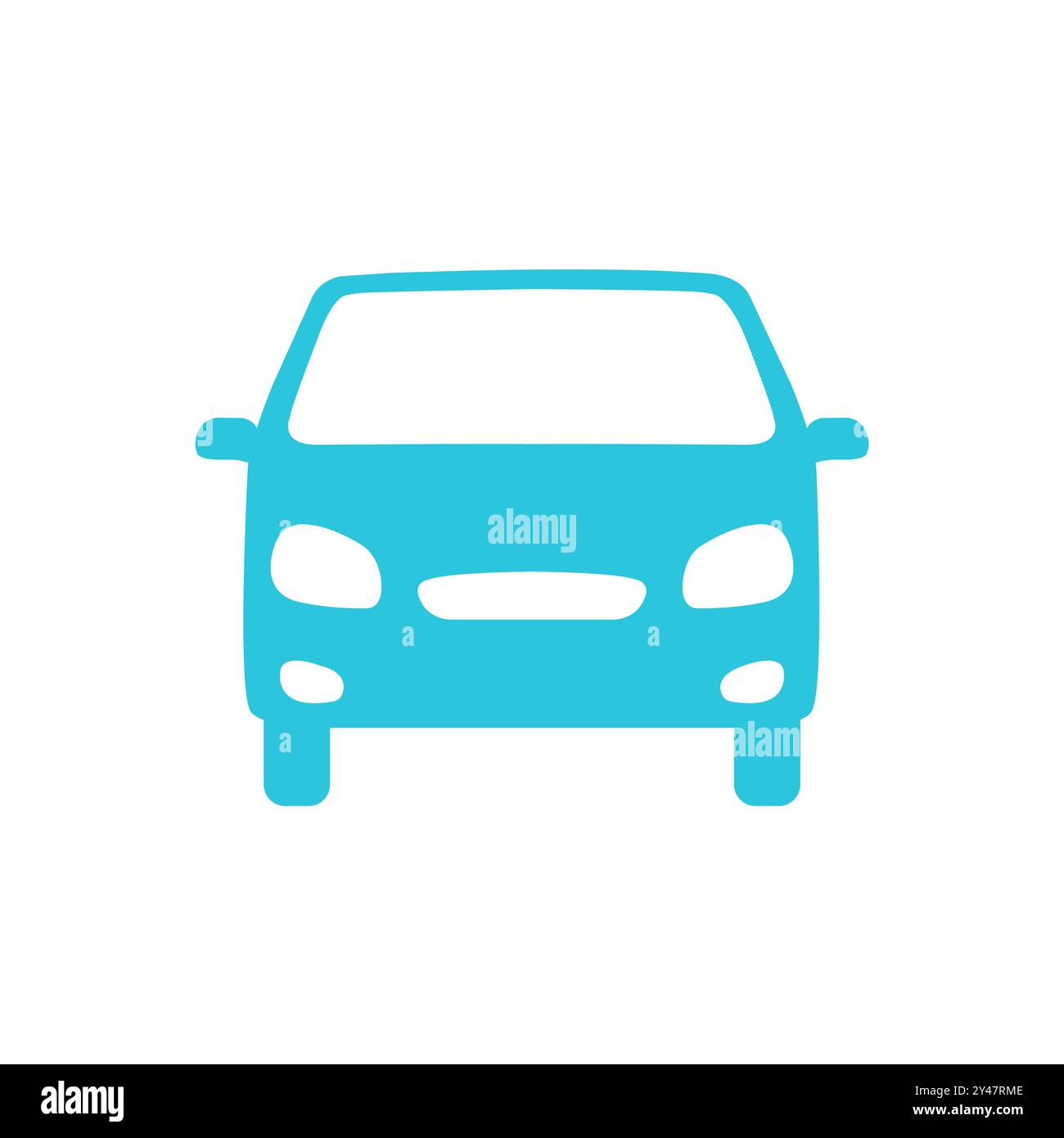 Car icon, Front view, Isolated on white background. From blue icon set ...