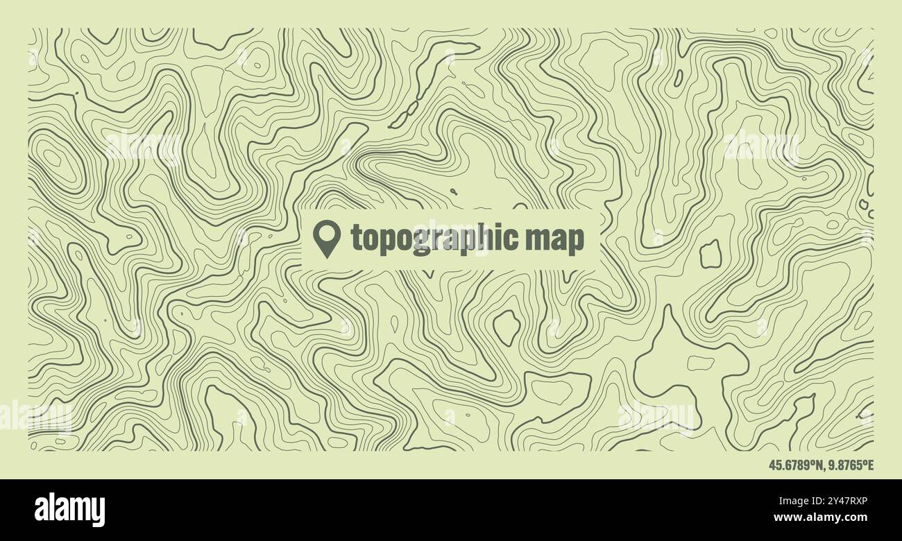 Colorful topographic map with contour lines. Geographic terrain grid ...
