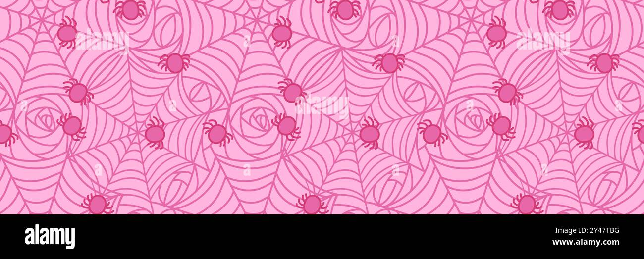 Cute Pink Spider Web Seamless Pattern Kawaii Halloween Concept Stock ...