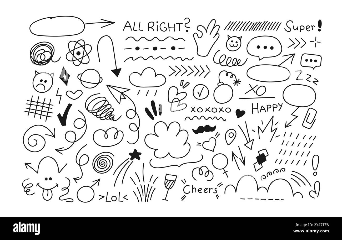 Set of doodle elements. Simple sketch symbols Stock Vector Image & Art ...